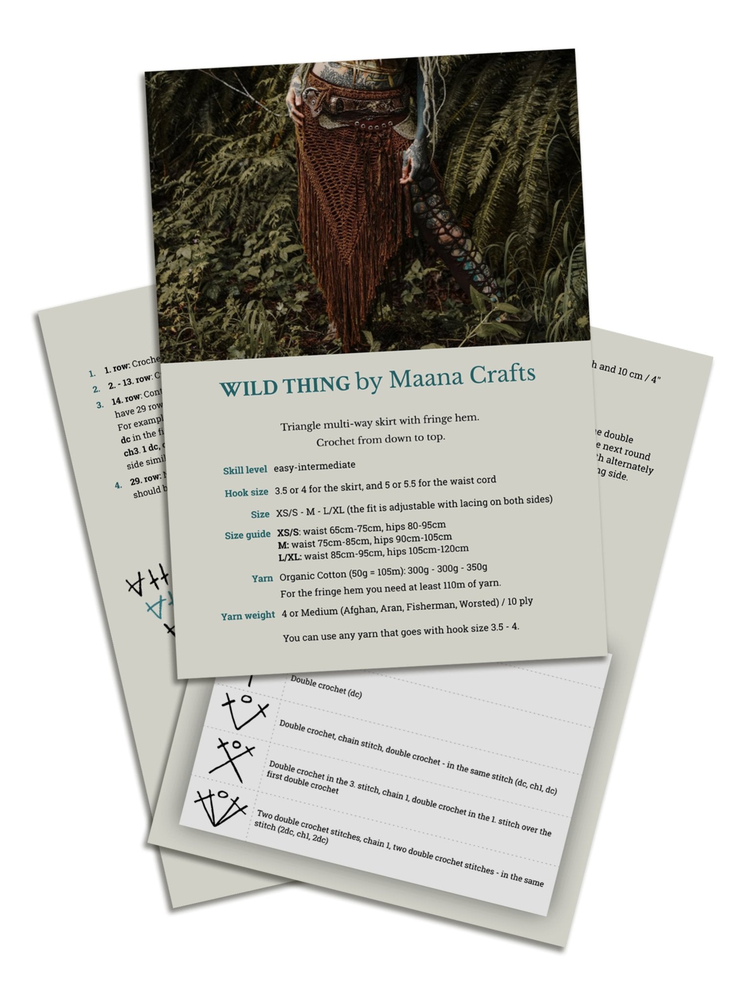 WILD THING crochet pattern: Multi-way triangle fringe skirt – Maana Crafts